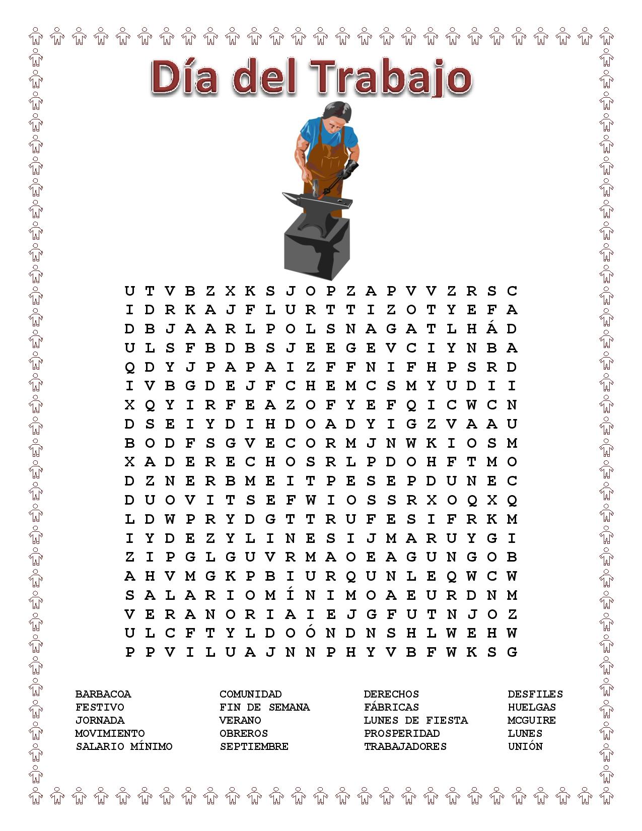 Labor Day Spanish Word Search Criss Cross Puzzle BONUS Las