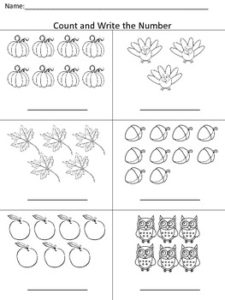 FREE MATH LESSON – “Fall Count and Write Counting Math Worksheet” – The ...
