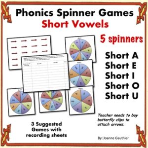 FREE LANGUAGE ARTS LESSON – “Phonics Spinner Games – Short Vowels ...
