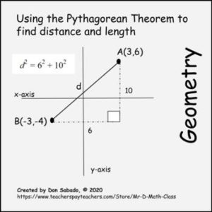 FREE MATH LESSON – Geometry – The Pythagorean Theorem – Distances and Lengths of Line Segments ...
