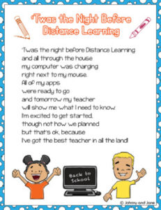 FREE LANGUAGE ARTS LESSON – “Distance Learning Back to School Poem ...